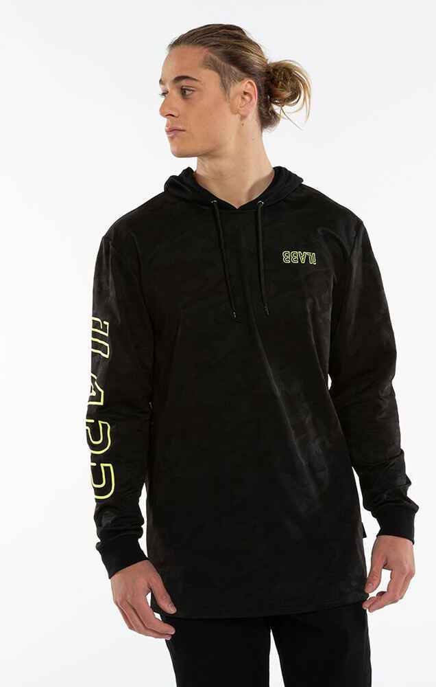 ILABB MENS DECEPTION L/S HOOD - BLACK/CAMO - Mens-Tops : Sequence Surf Shop - ILABB W19