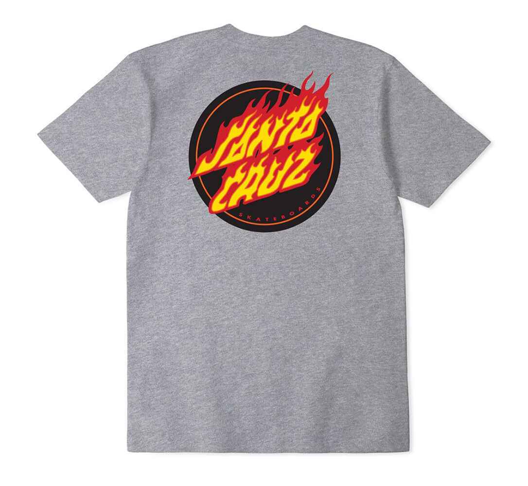 SANTA CRUZ MENS FLAMING DOT TEE - GREY - Mens-Tops : Sequence Surf Shop ...