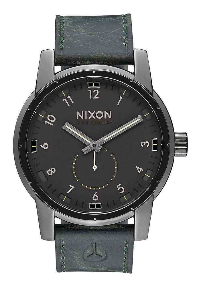 NIXON PATRIOT LEATHER WATCH- GUNMETAL/ SURPLUS - Mens-Watches ...