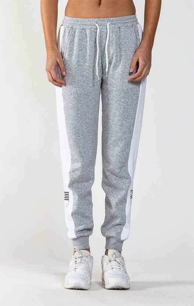 ILABB LADIES SIDELINE TRACKIES - GREY MARL / WHITE - Womens-Bottoms ...