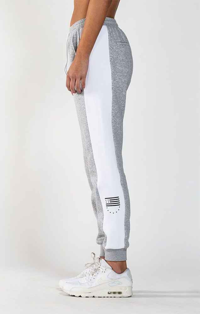 ILABB LADIES SIDELINE TRACKIES - GREY MARL / WHITE - Womens-Bottoms ...