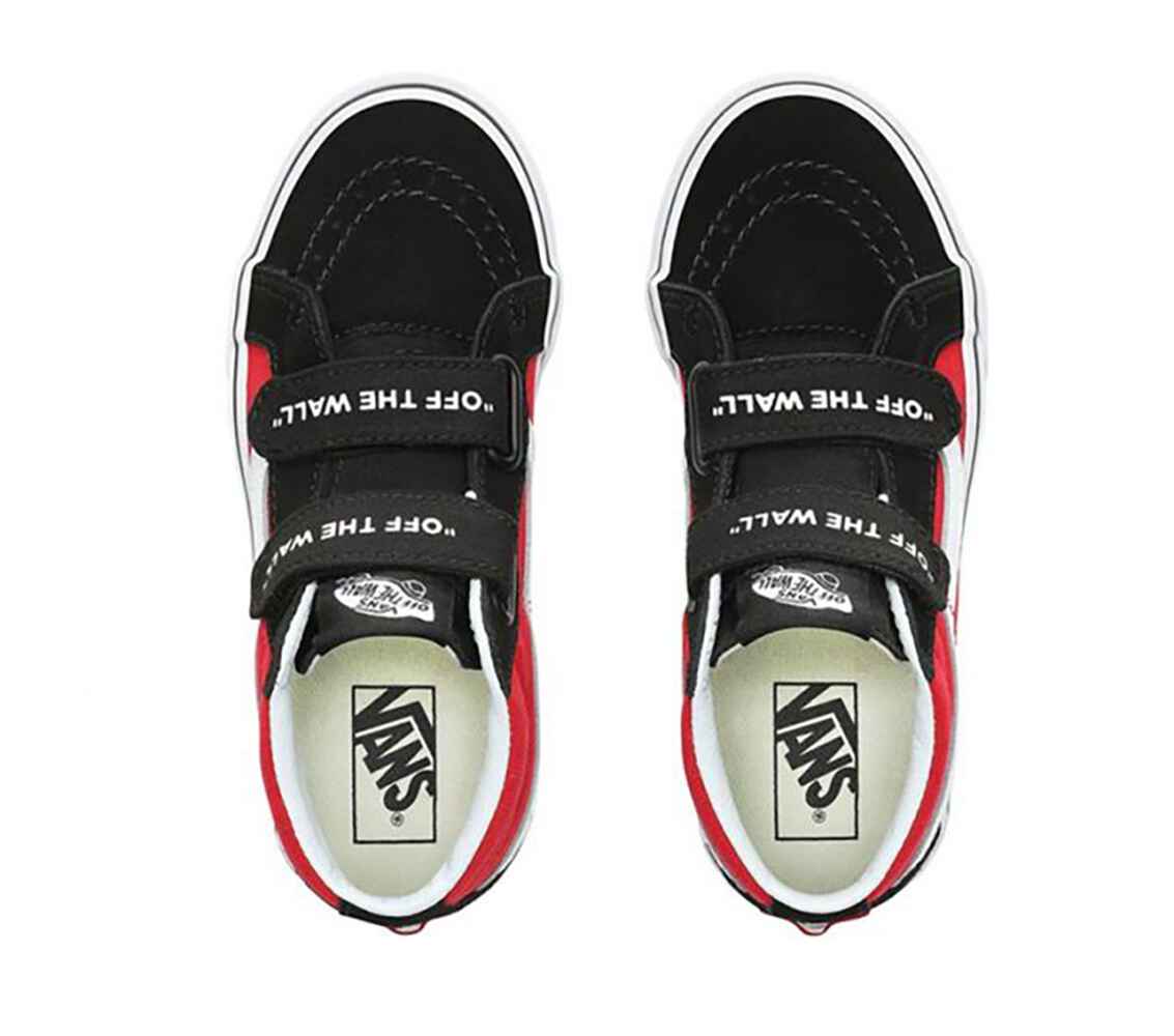 VANS YOUTH SK8 MID REISSUE VELCRO - LOGO POP - BLACK/ RED / WHITE ...