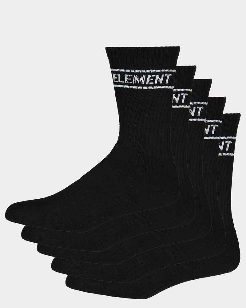 ELEMENT MENS SPORTS SOCK 5 PACK - BLACK - - ELEMENT S19
