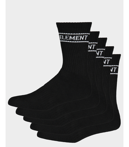 ELEMENT MENS SPORTS SOCK 5 PACK - BLACK - - ELEMENT S19