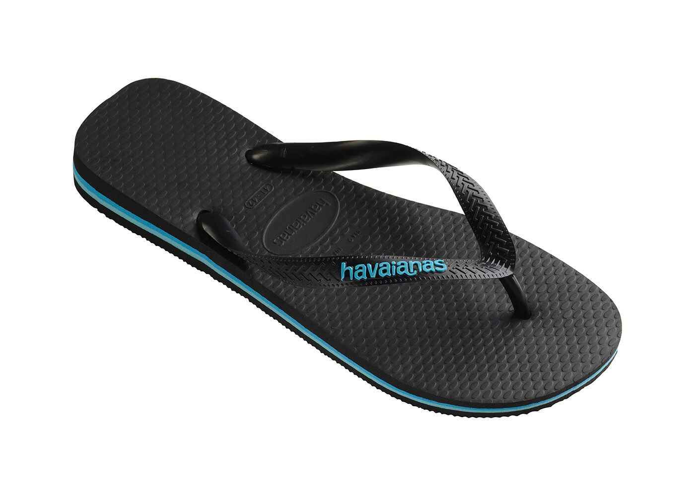 HAVAIANAS LOGO FILETE JANDAL - BLACK / LIGHT BLUE - Footwear-Mens ...